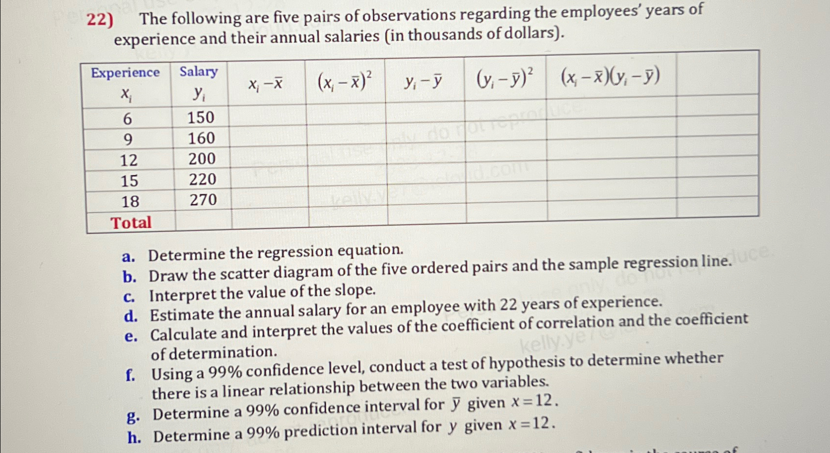 The following are five pairs of observations | Chegg.com
