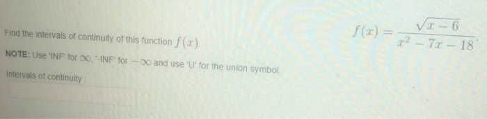 Solved Find the intervals of continuity of this function | Chegg.com