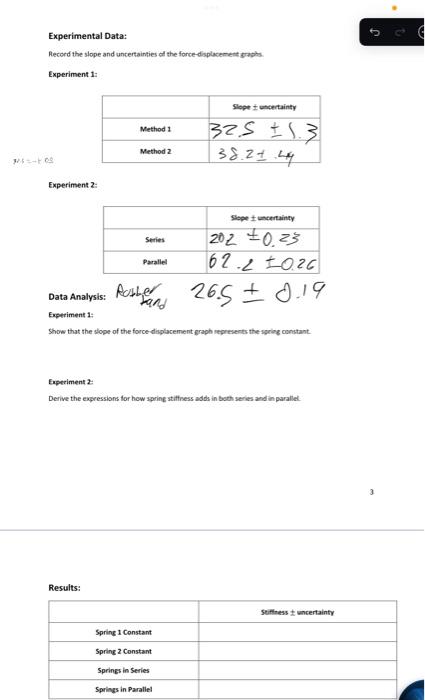 Solved i need data analysis for experiment 1 & 2 as well as | Chegg.com