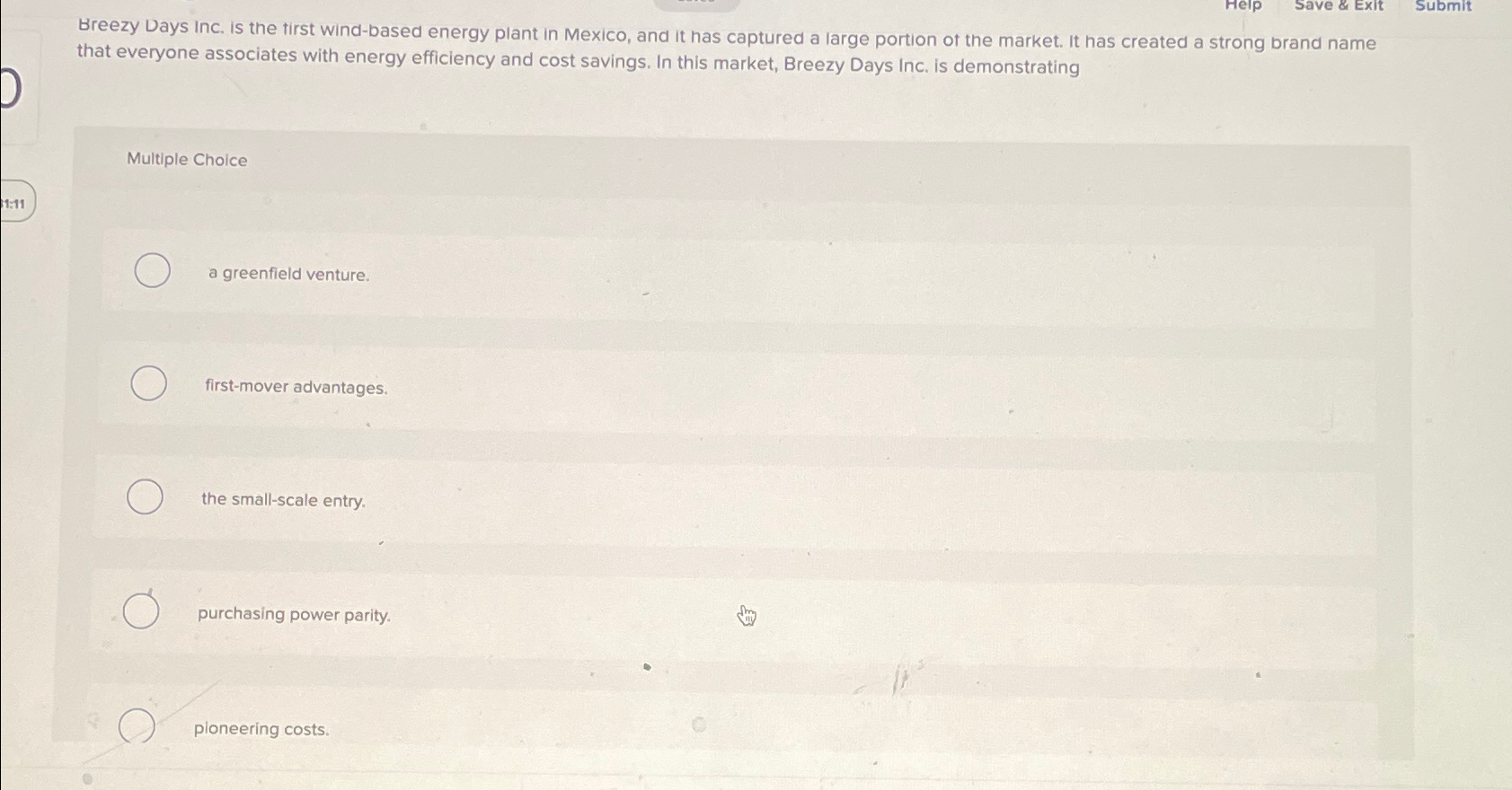 Solved Breezy Days Inc. is the tirst wind-based energy plant | Chegg.com