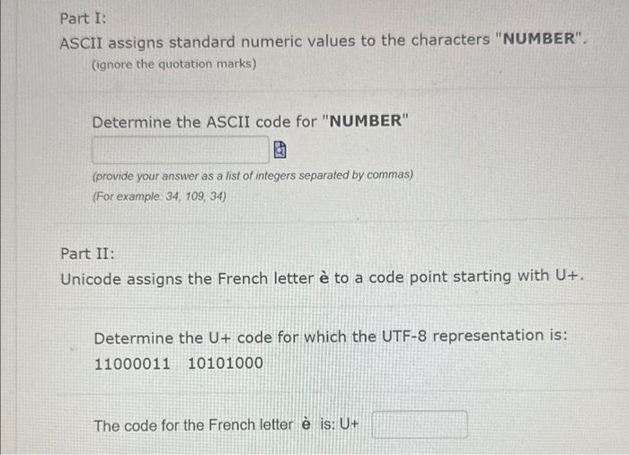 Solved Part I Ascii Assigns Standard Numeric Values To
