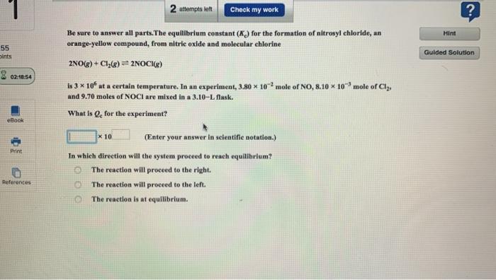 Solved 2 attempts left Check my work ? Hint 55 Sints Gulded | Chegg.com