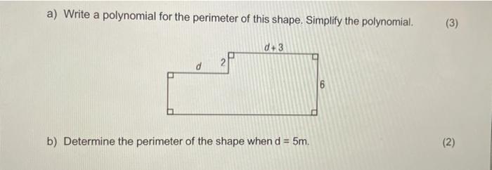 Solved a) Write a polynomial for the perimeter of this | Chegg.com