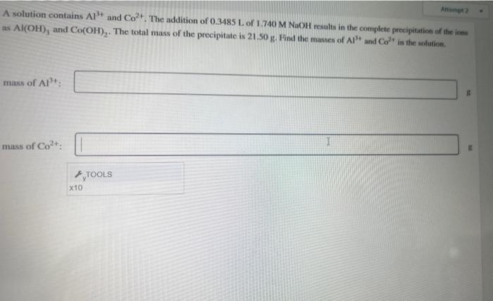 Solved A solution contains Al3+ and Co2+. The addition of | Chegg.com