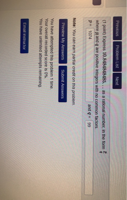 Solved Previous Problem List Next | (1 point) Express | Chegg.com