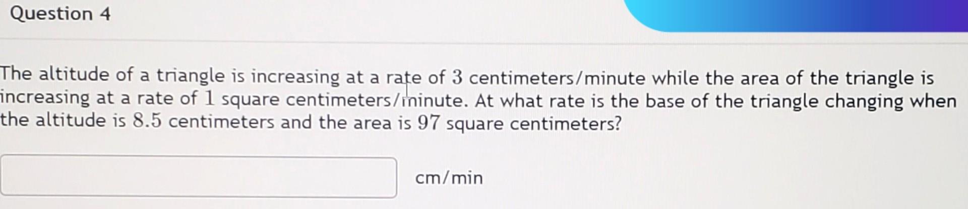 Solved The altitude of a triangle is increasing at a rate of | Chegg.com