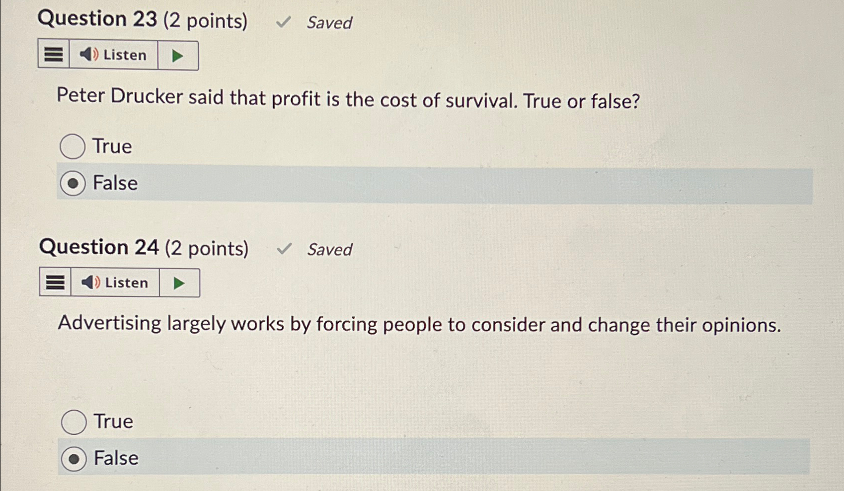 Solved Question 23 (2 ﻿points) ﻿SavedListenPeter Drucker | Chegg.com