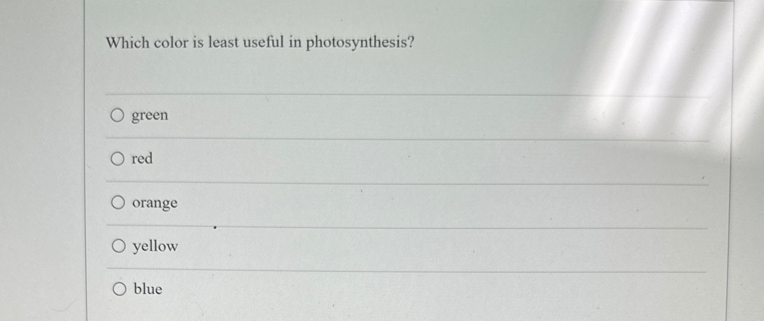 Solved Which color is least useful in | Chegg.com