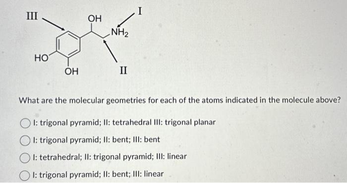 Solved What are the molecular geometries for each of the | Chegg.com