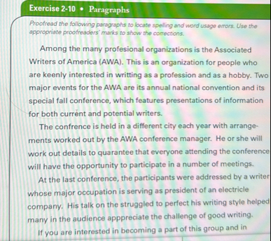 Solved Exercise 2-10 - ﻿ParagraphsProofread the following | Chegg.com