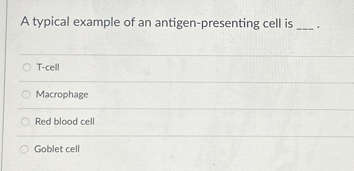 Solved A typical example of an antigen-presenting cell is | Chegg.com