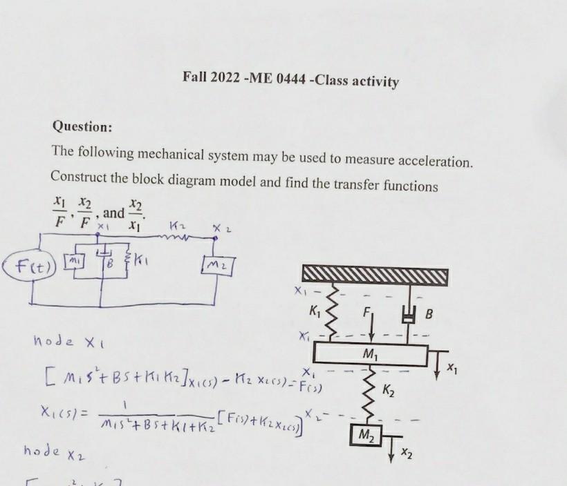 Solved Question: The following mechanical system may be used | Chegg.com