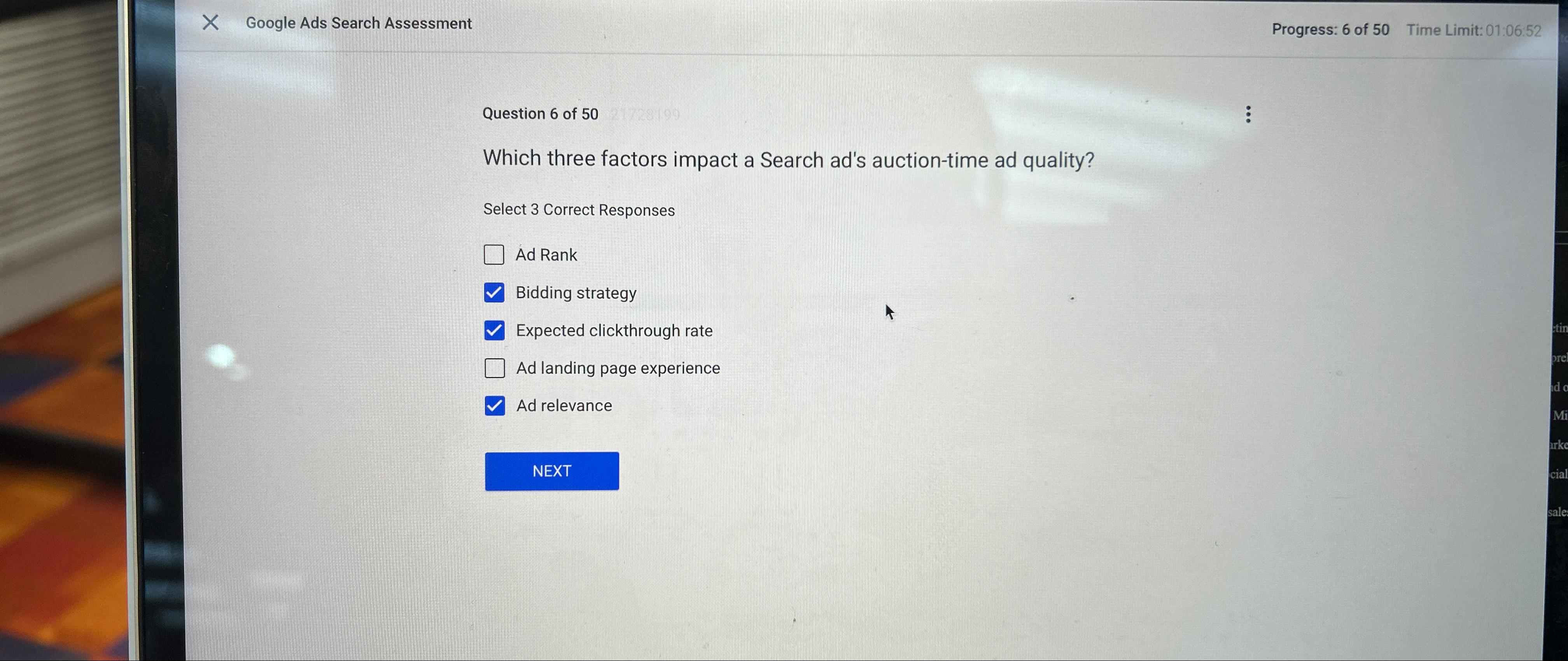 Solved Google Ads Search AssessmentProgress: 6 of 50Time | Chegg.com Solved Google Ads Search AssessmentProgress: 6 of 50Time | Chegg.com