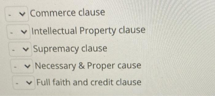 Solved - Commerce clause - - Intellectual Property clause | Chegg.com