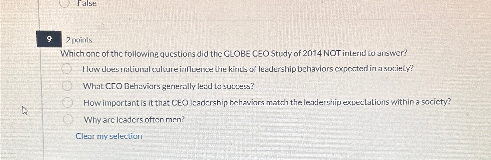 Solved False92 ﻿pointsWhich one of the following questions | Chegg.com