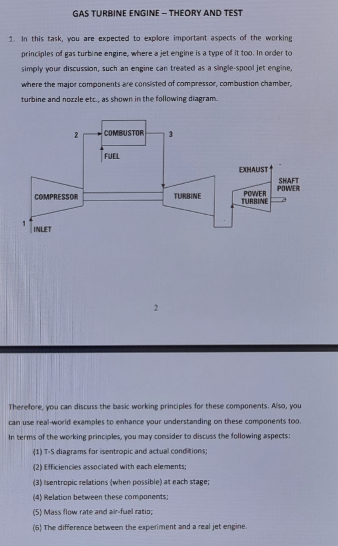 Solved GAS TURBINE ENGINE - ﻿THEORY AND TESTIn this task, | Chegg.com