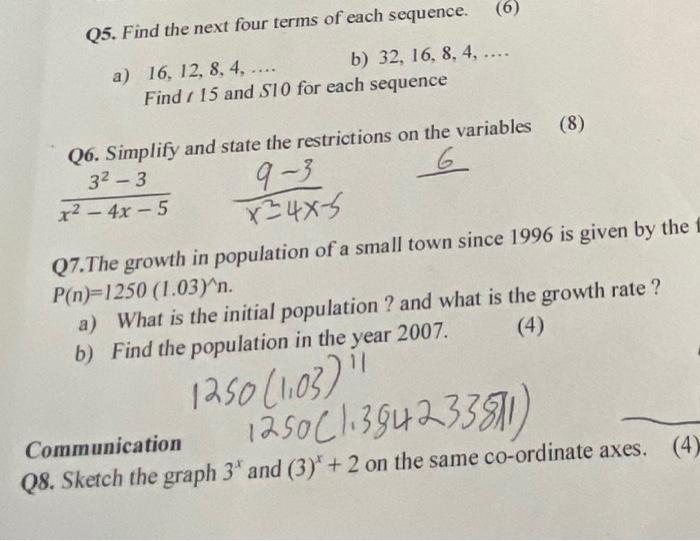 Solved Q5. Find the next four terms of each sequence. (6) a) | Chegg.com