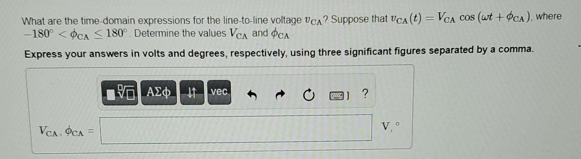 Solved The time domain expressions for three line-to-neutral | Chegg.com