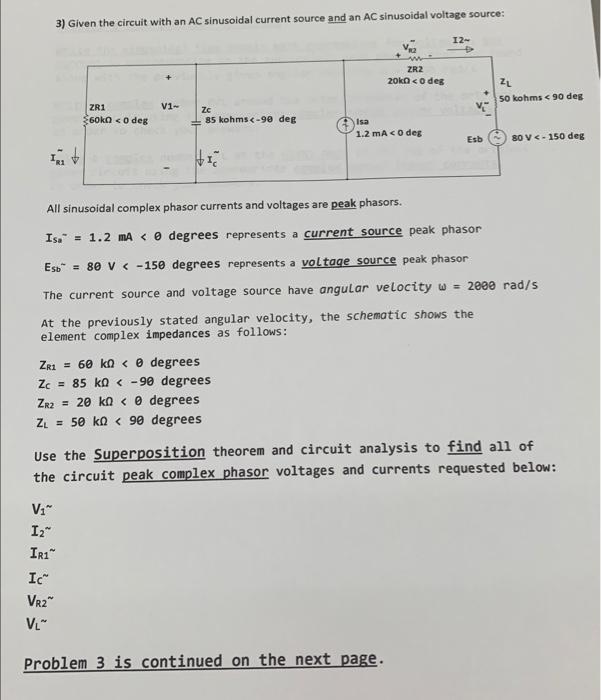 Solved 3) Given the circuit with an AC sinusoidal current | Chegg.com