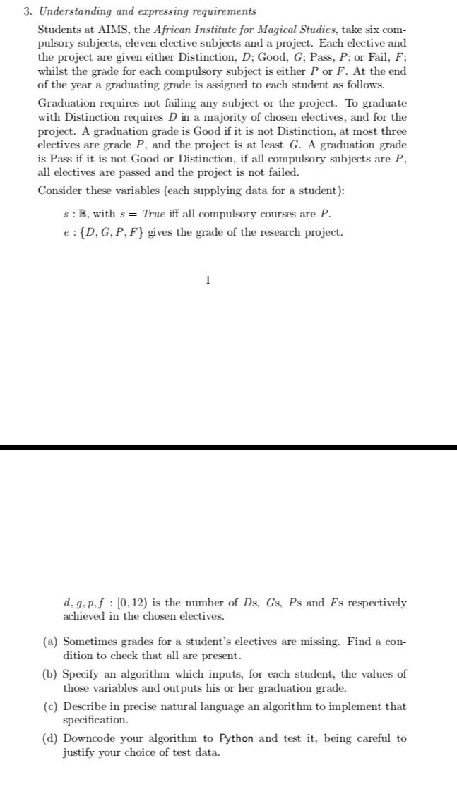 Solved 3. Understanding and expressing requirements Students | Chegg.com