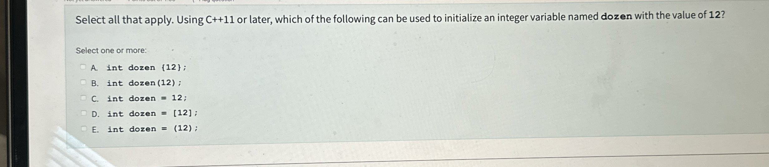 Solved Select all that apply. Using C++11 ﻿or later, which | Chegg.com