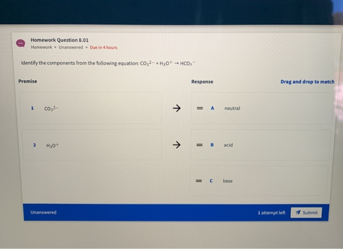 Solved Homework Question 8.01 Homework. Unanswered. Due in 4 | Chegg.com