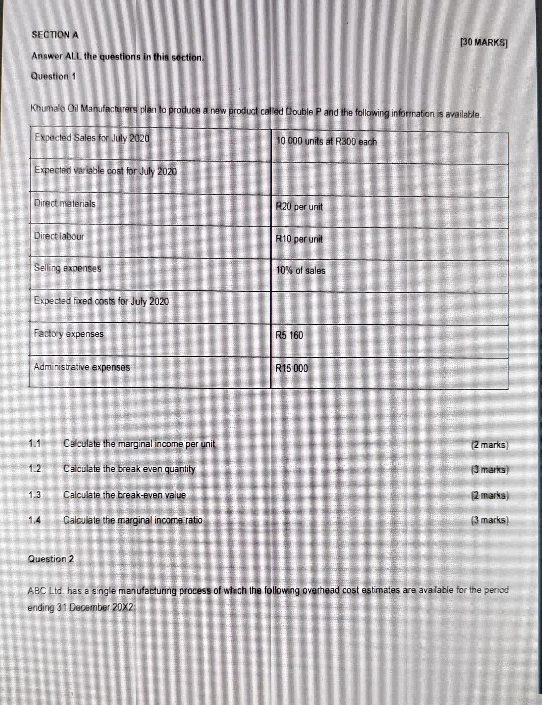Solved SECTION A [30 MARKS] Answer ALL the questions in this | Chegg.com