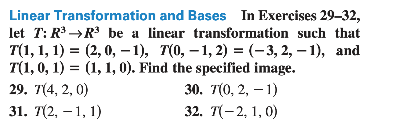 Solved #30 ﻿please. Linear Transformation and Bases In | Chegg.com