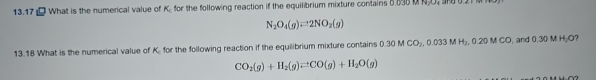 Solved 13.17 ﻿What is the numerical value of Kc ﻿for the | Chegg.com