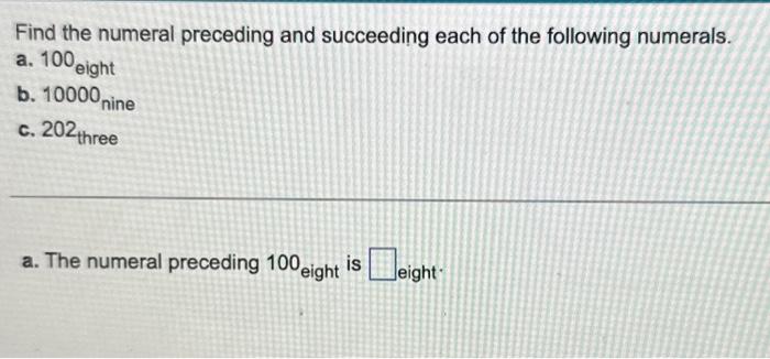 Solved Write the first 10 counting numerals for each of the | Chegg.com