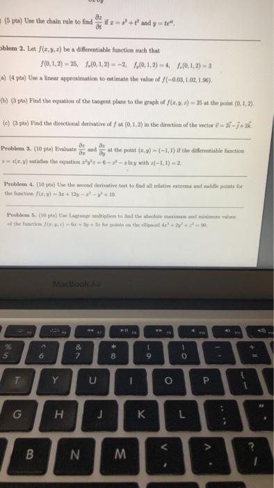 Solved (5 pta) Use the chain rule to find - ++* and y - test | Chegg.com