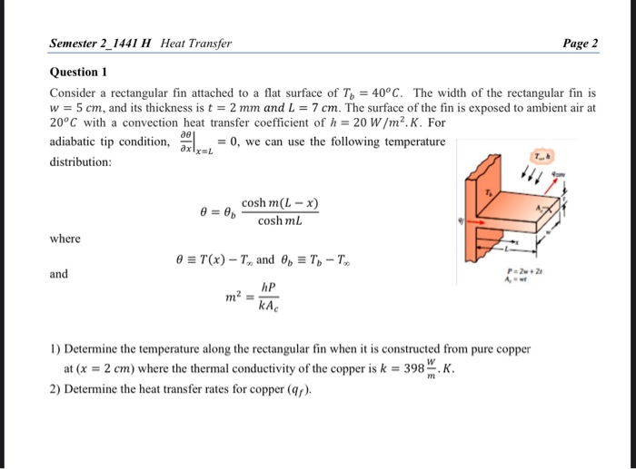 Solved Semester 2_1441 H Heat Transfer Page 2 Question 1 | Chegg.com