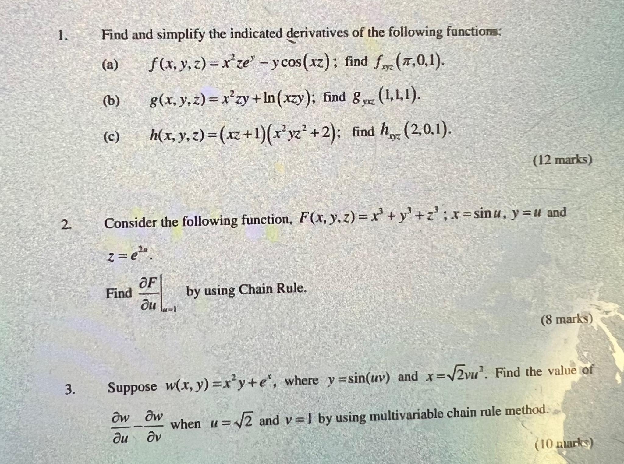 Solved Find and simplify the indicated derivatives of the | Chegg.com