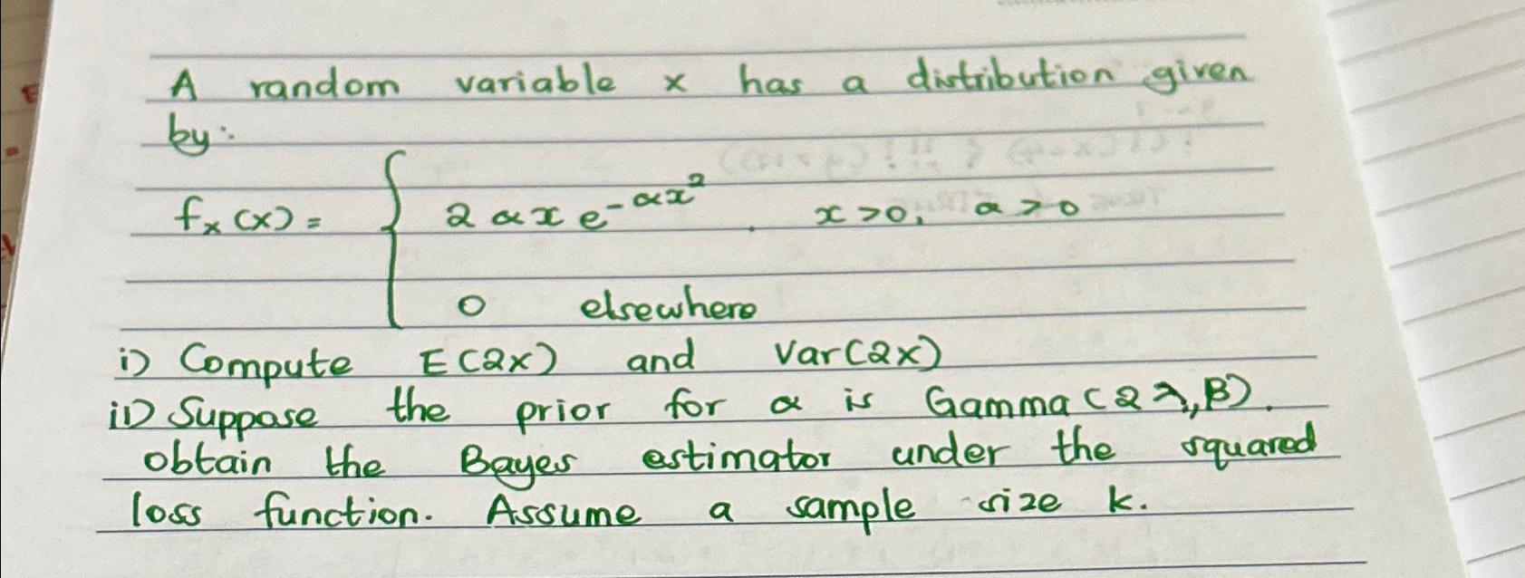 Solved A random variable x ﻿has a distribution given | Chegg.com