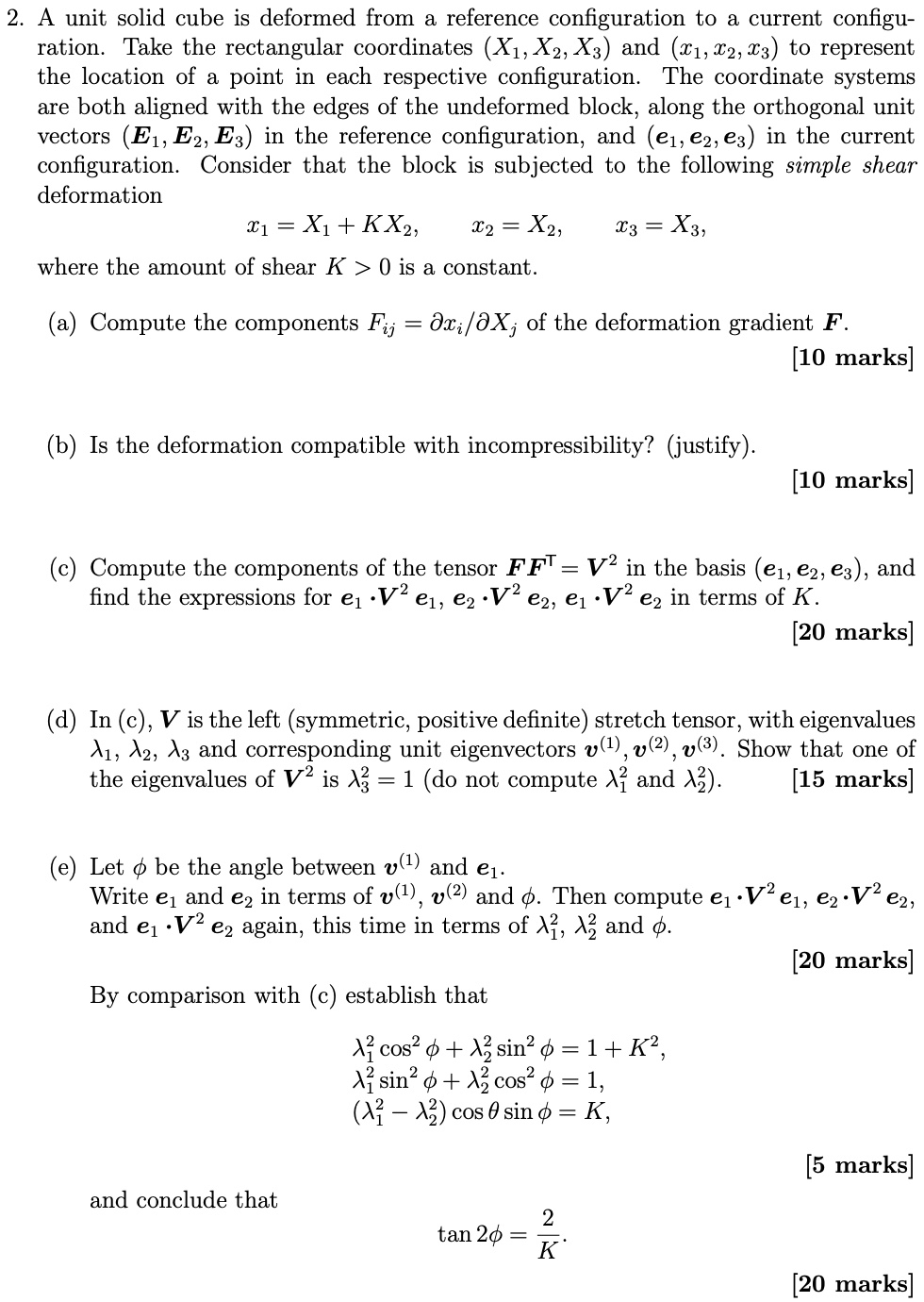 A unit solid cube is deformed from a reference | Chegg.com