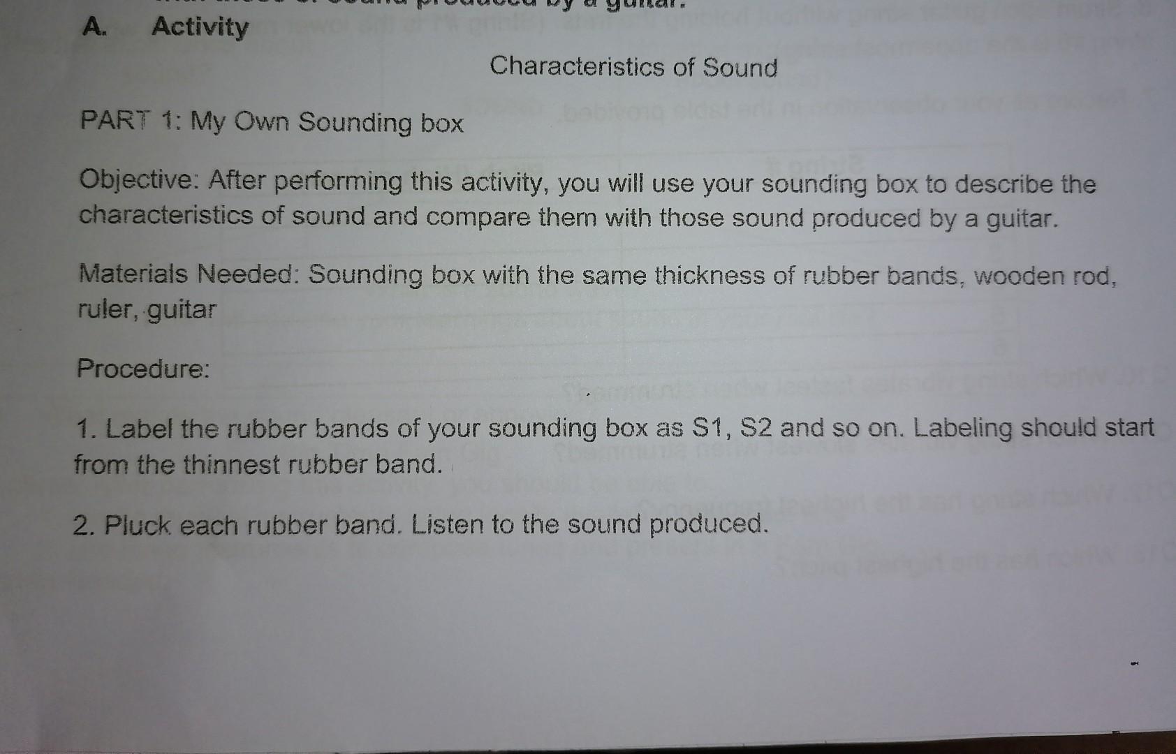 Solved A. Activity Characteristics of Sound PART 1: My Own | Chegg.com