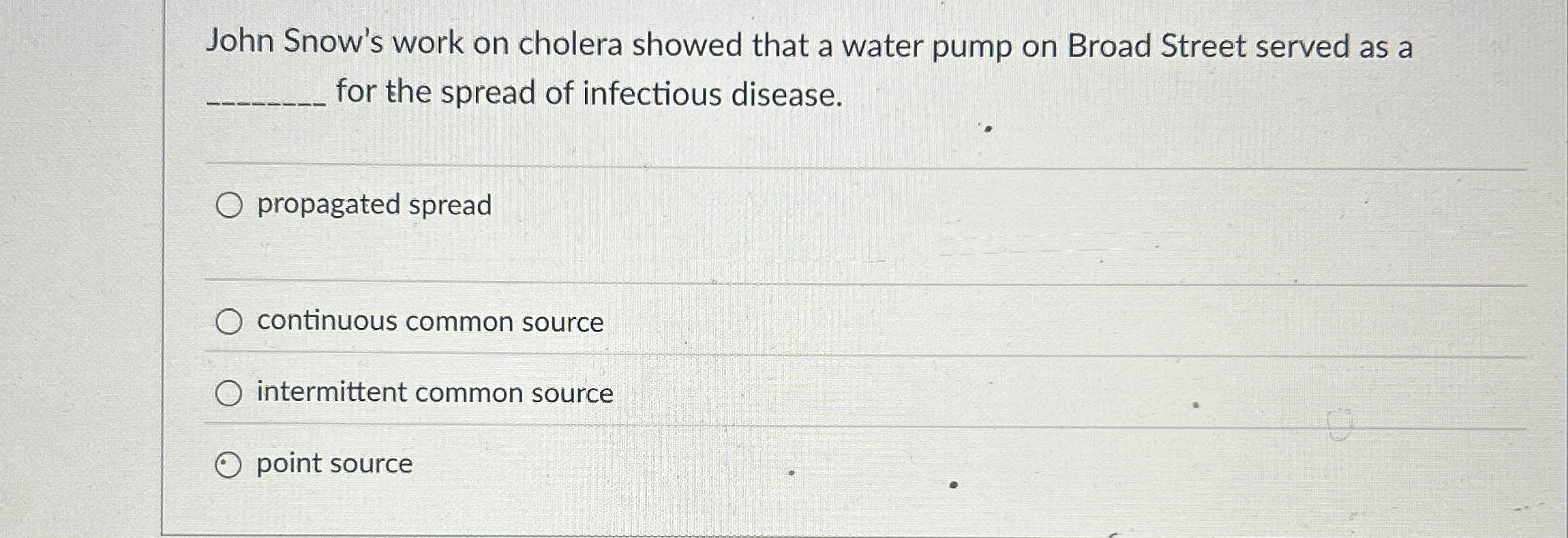 Solved John Snow's work on cholera showed that a water pump | Chegg.com