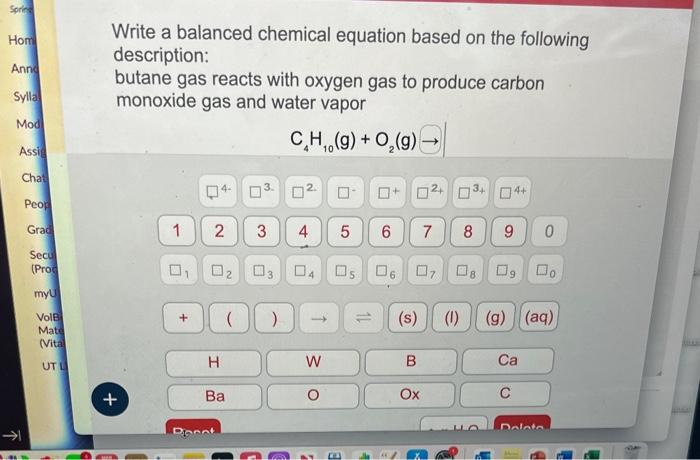 Solved Write a balanced chemical equation based on the | Chegg.com