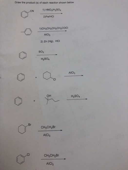 Solved Draw the product (s) of each reaction shown below 1) | Chegg.com