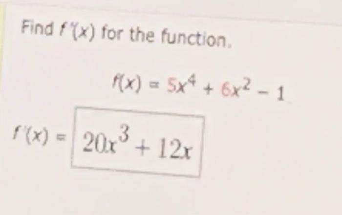 Solved Find f′(x) for the function. | Chegg.com
