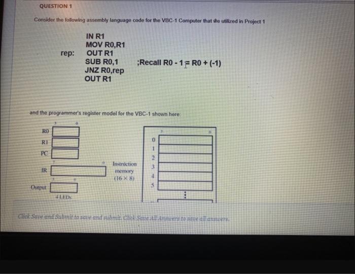 Solved QUESTION 1 Consider the following assembly language | Chegg.com