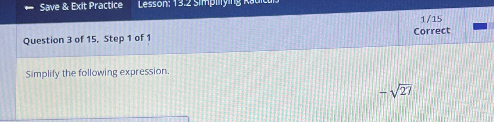 Solved Save & Exit Practice1/15Question 3 ﻿of 15, ﻿Step 1 | Chegg.com