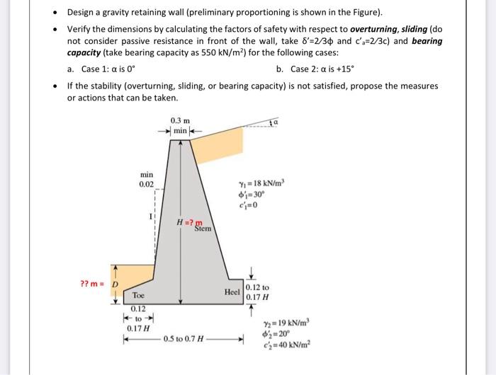 - Design a gravity retaining wall (preliminary | Chegg.com