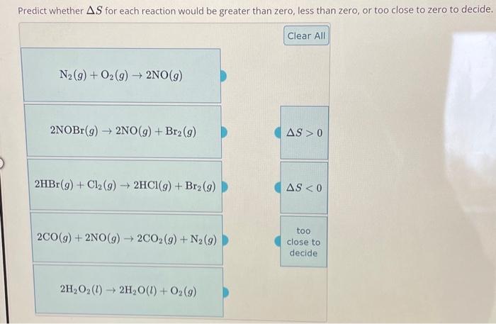 Solved Predict whether ΔS for each reaction would be greater | Chegg.com