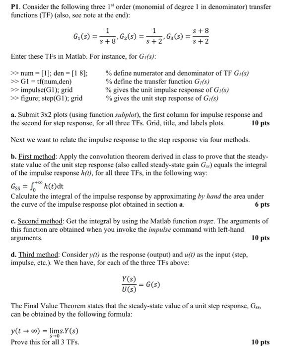 Solved P1. Consider the following three 1st order (monomial | Chegg.com