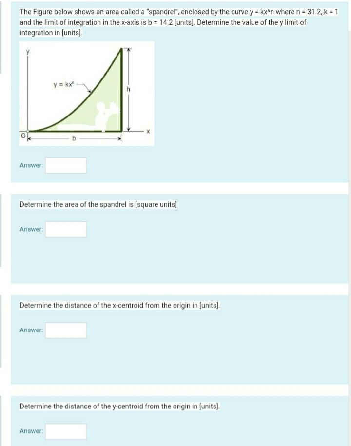 Solved The Figure below shows an area called a “spandrel", | Chegg.com