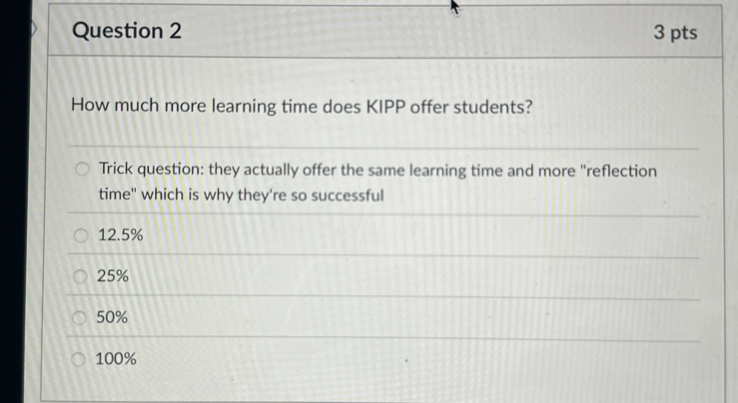 Solved Question 23 ﻿ptsHow much more learning time does KIPP | Chegg.com