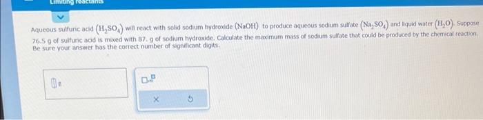 Solved Aqueous sulfuric acid (H2SO4) will react with solid | Chegg.com