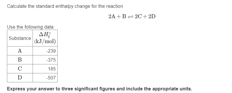 Solved Calculate the standard enthalpy change for the | Chegg.com