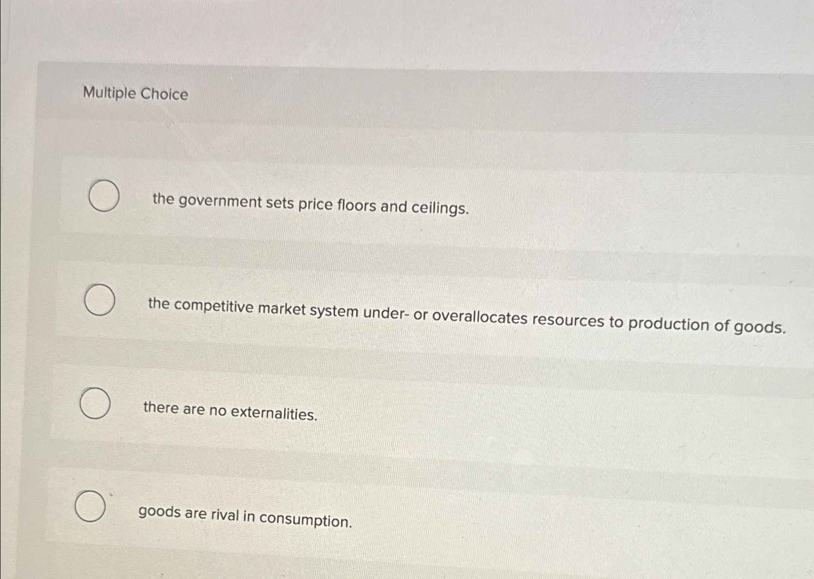 Solved Multiple Choicethe government sets price floors and | Chegg.com